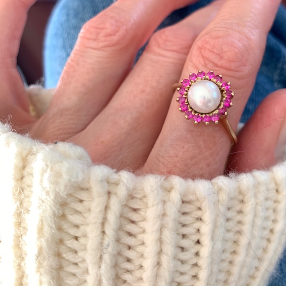 Vintage | Jewelry | Gorgeous Vintage Large Natural Pearl With Raspberry ...